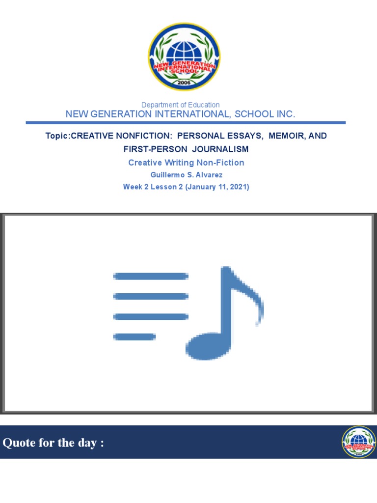 Creative Non-Fiction Lesson 2 Week 2 | PDF | Creative Nonfiction | Essays