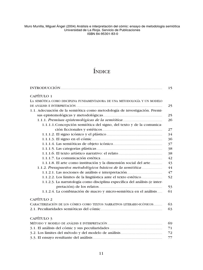 MURO, M. - (INDICE) Analisis e Interpretacion Del Comic Ensayo de Metodologia Semiotica | PDF ...