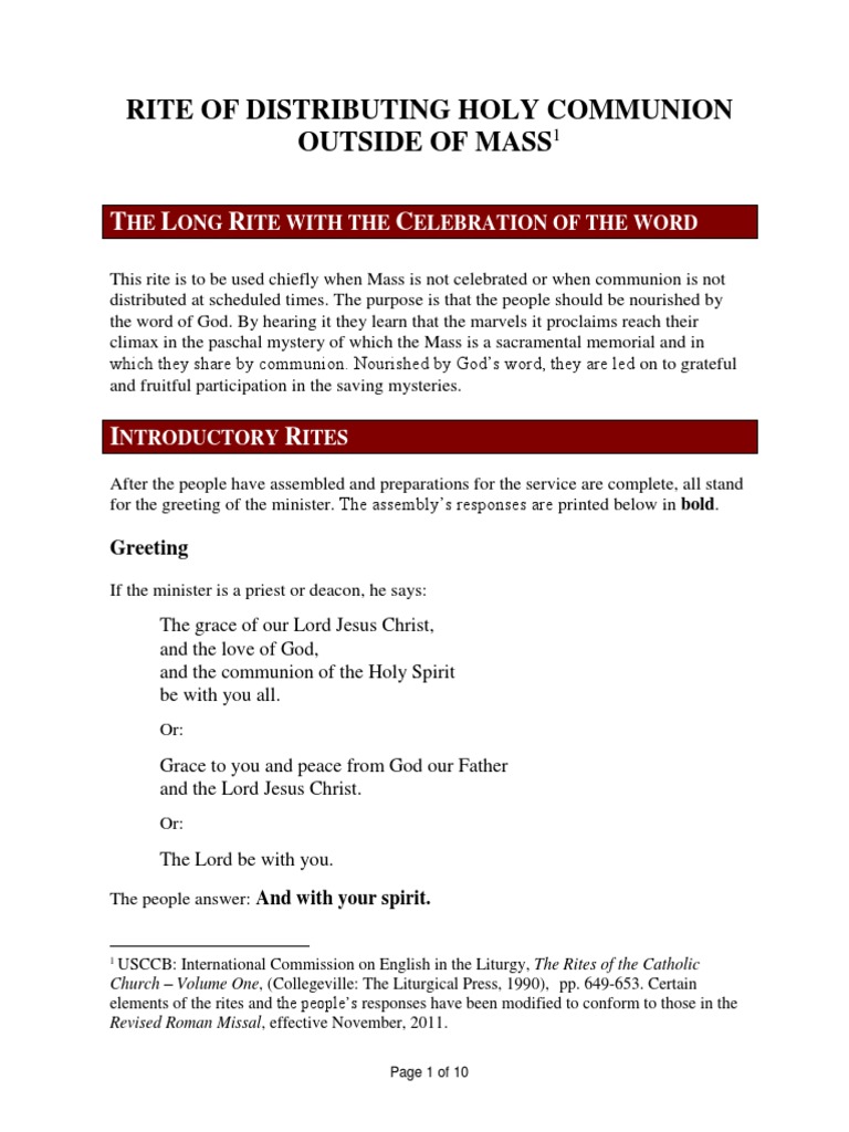 Communion Service Outside of Mass | PDF | Eucharist | Mass (Liturgy)