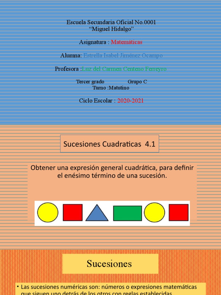 Sucesiones Cuadraticas | PDF | Secuencia | Análisis matemático