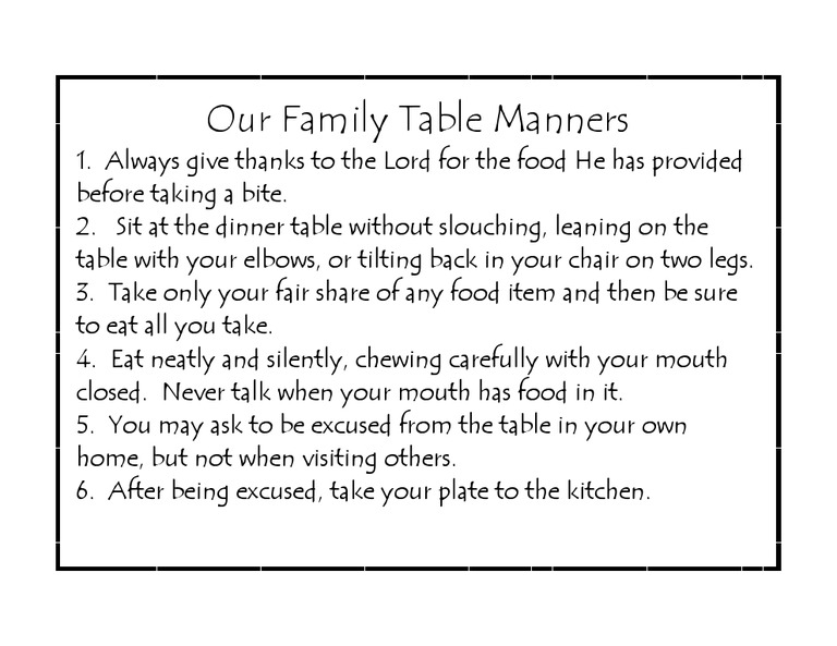 Family Table Manners Guide | PDF