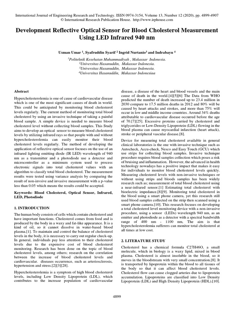 Development Reflective Optical Sensor For Blood Cholesterol Measurement ...