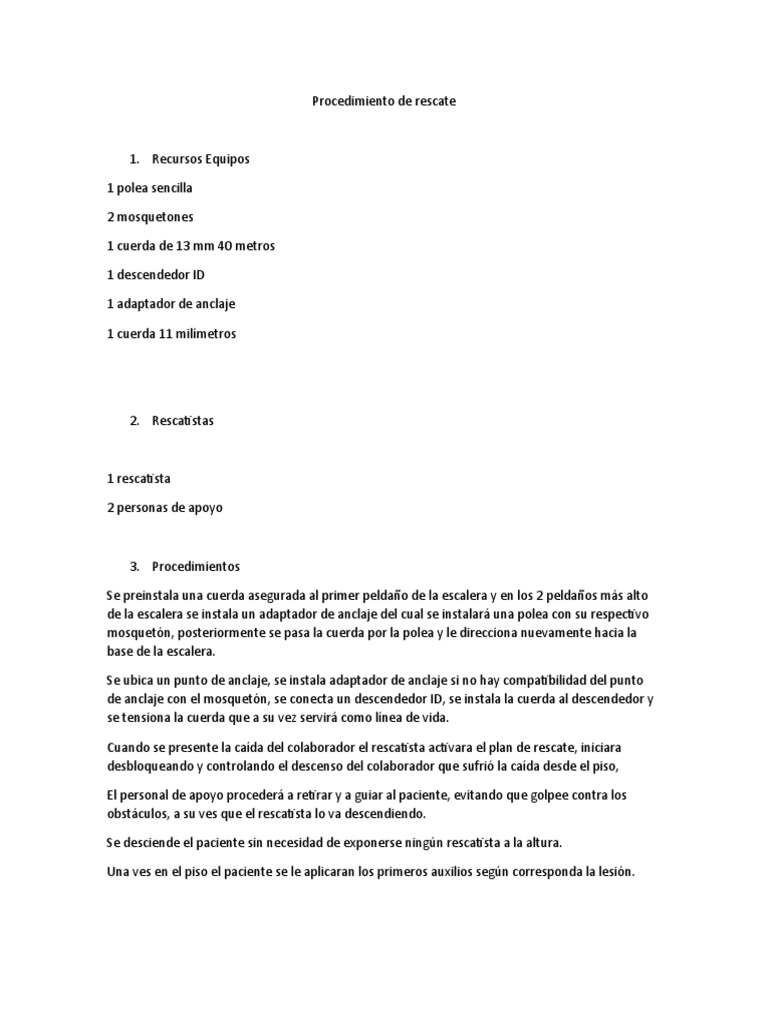 Procedimiento de Rescate | PDF Procedimiento de Rescate | PDF