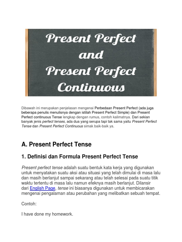 Mengertikan Perbedaan Present Perfect Dan Present Perfect Continuous Pdf