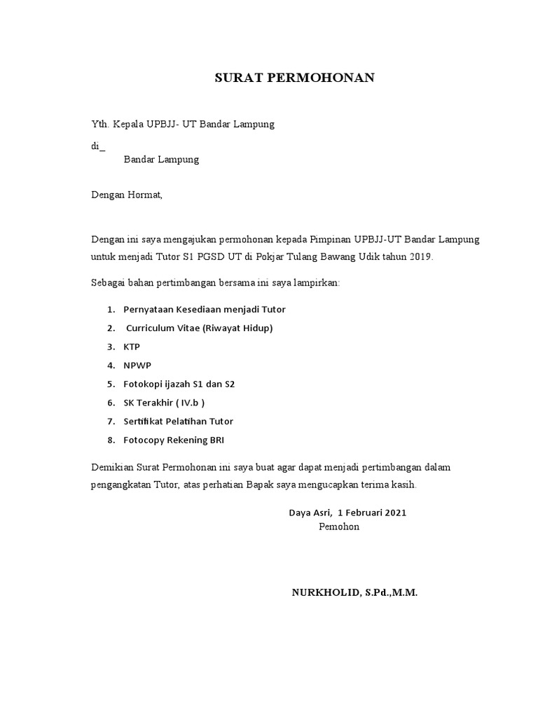 Permohonan Ut | PDF