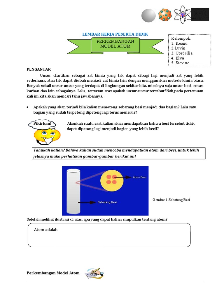 LKPD Teori Atom Kimia | PDF