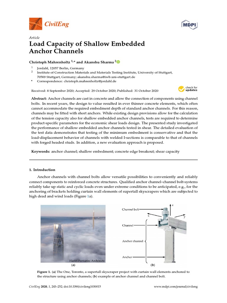 Load Capacity of Shallow Embedded Anchor Channels | PDF | Wall | Civil ...
