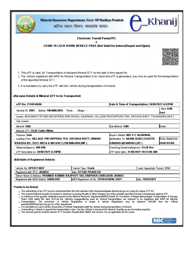 E-Khanij - Electronic Transit Pass (ETP) | PDF | Transport | Economies