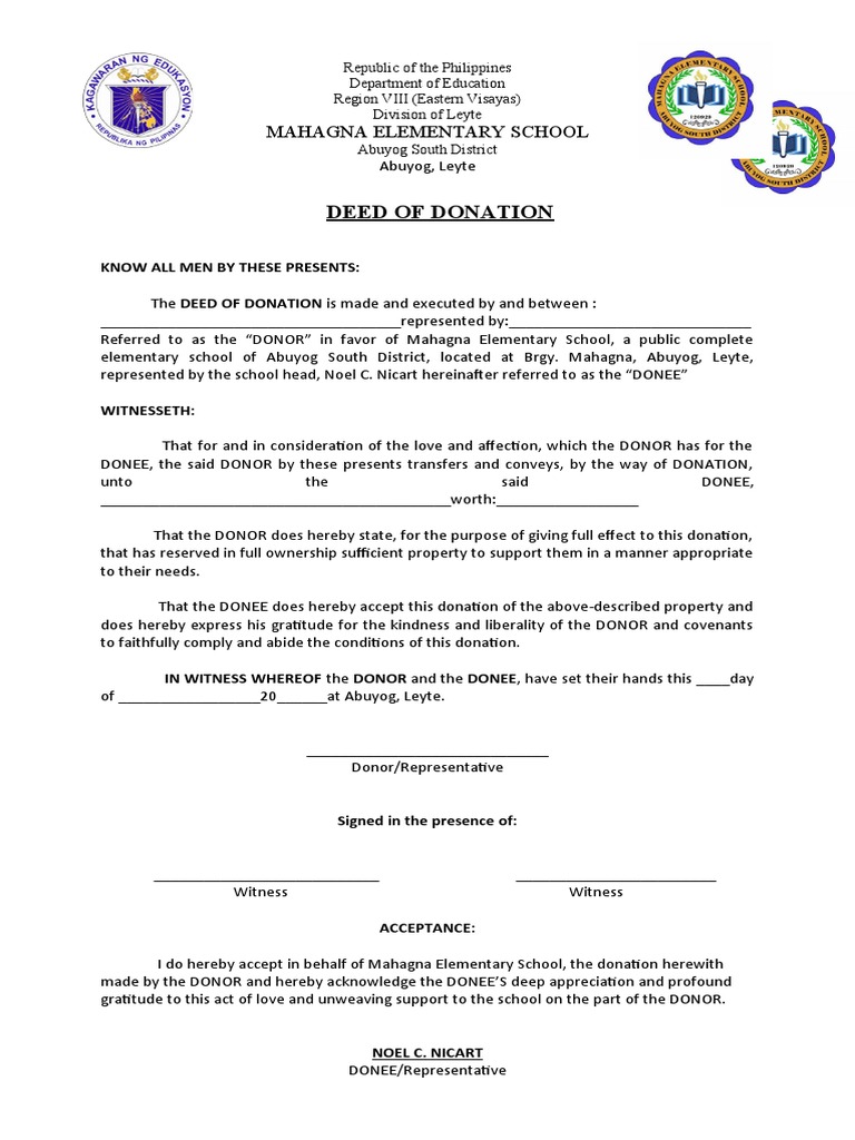 Deed of Donation Form | PDF | Deed | Justice