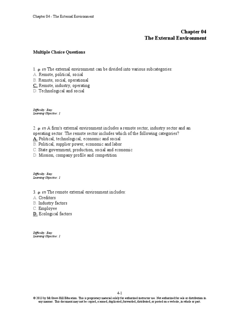 Multiple Choice Questions: The External Environment | PDF | Economies ...