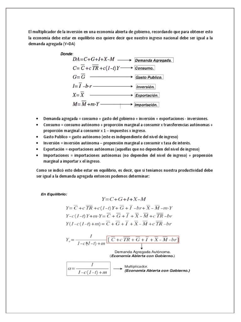 Análisis del multiplicador de la inversión en una economía abierta con ...