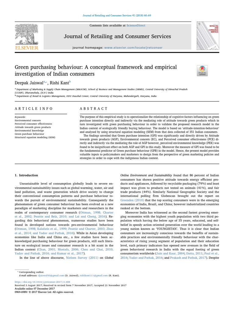 Green Purchasing Behaviour | PDF | Behavior | Factor Analysis
