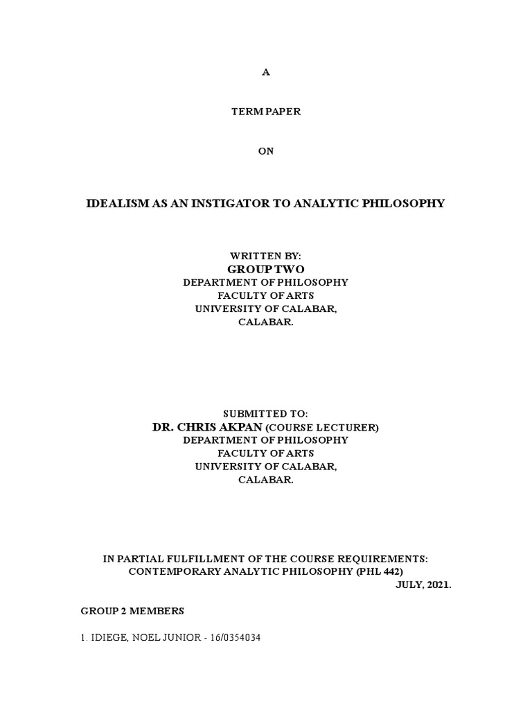 Idealism in Analytic Philosophy | PDF | Idealism | Analytic Philosophy