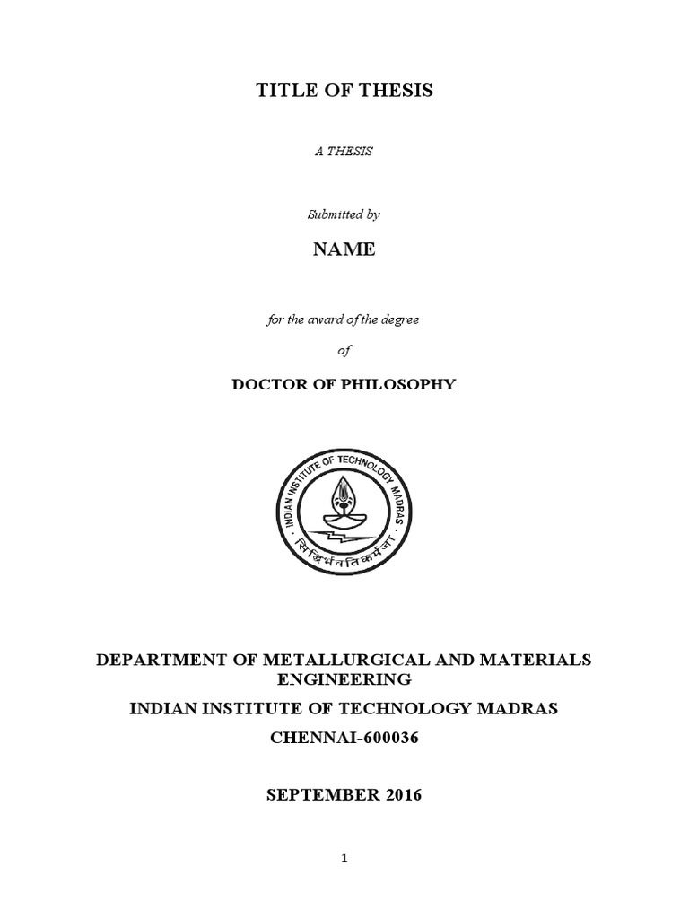 IITM Thesis Format | PDF | Metals | Alloy