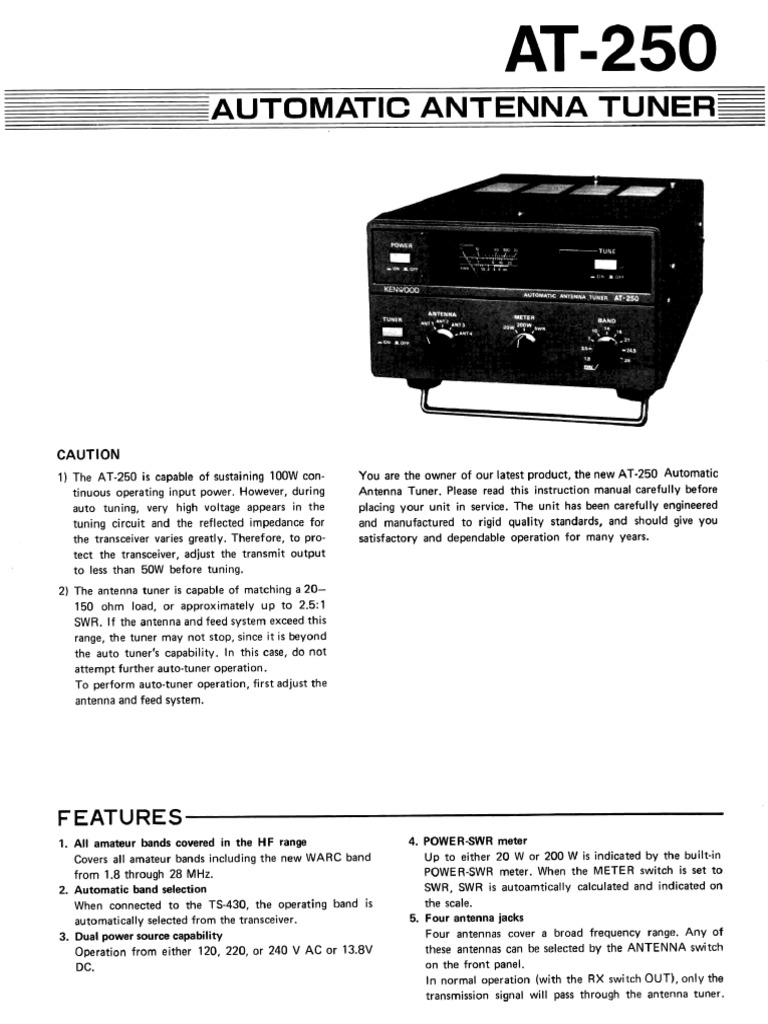 At-250 Manual and Schematic | PDF