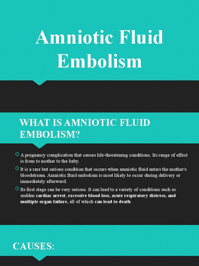 Amniotic Fluid Embolism | PDF | Childbirth | Heart