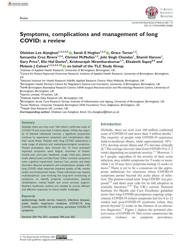 Long COVID: Symptoms and Management | PDF | Mental Health | Health Sciences