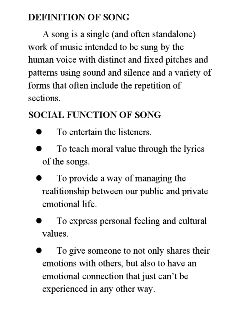 Definition of Song | PDF | Song Structure | Refrain