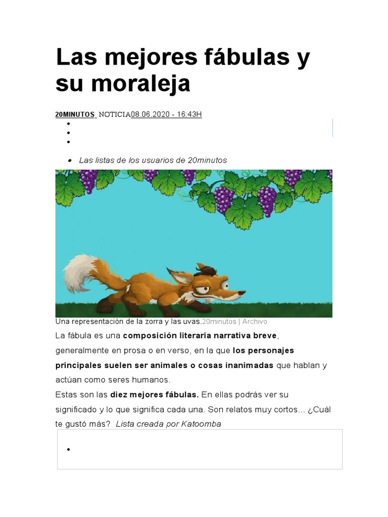 Las Mejores Fábulas y Su Moraleja | PDF | Fábula