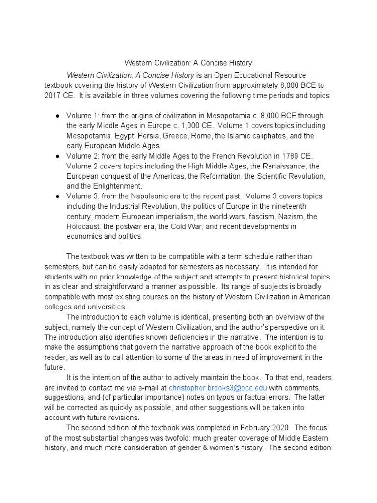 Western Civilization - A Concise History - Overview | PDF | Western ...
