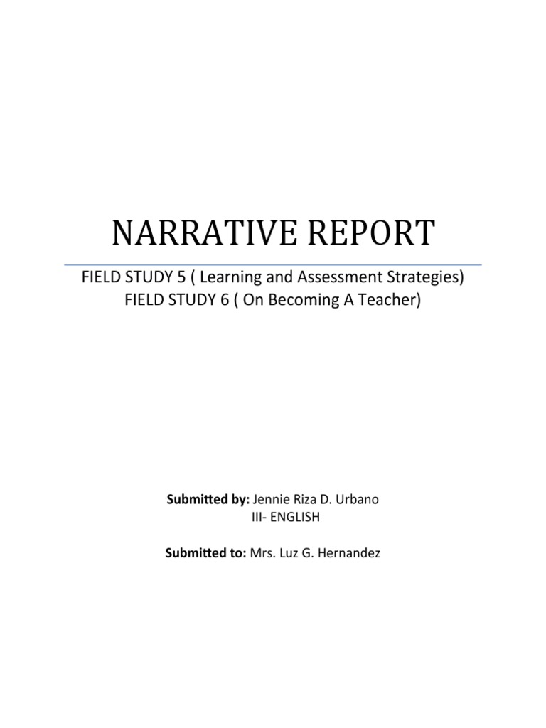 Narrative Report Field Study | PDF | Teachers | Pedagogy