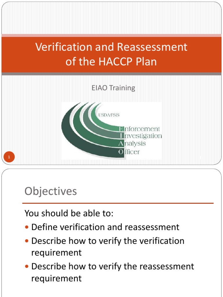 Validation, Verification and Reassessment of The HACCP | Download Free PDF | Verification And ...