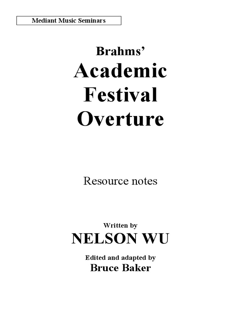 Academic Festival Overture: Brahms' | PDF | Johannes Brahms | Robert ...