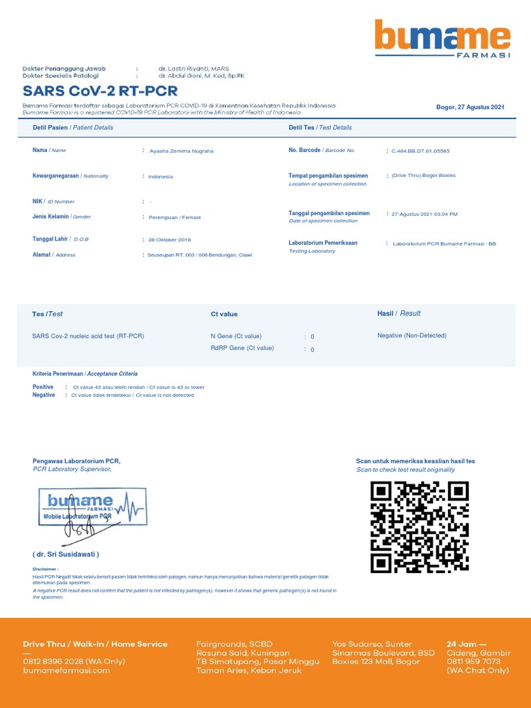 Hasil PCR Bumame Ayasha | PDF