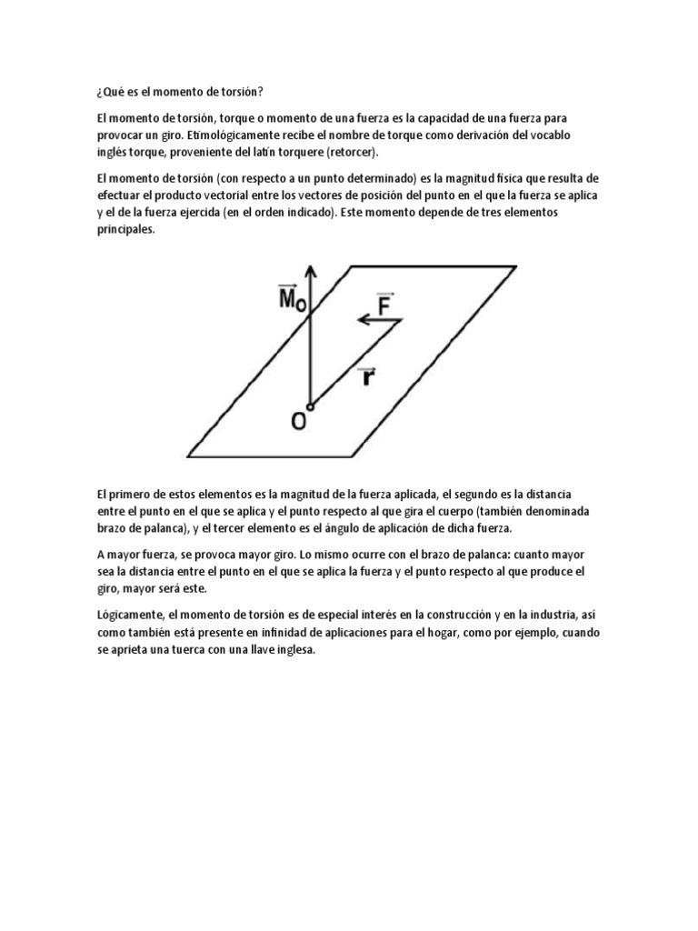 Definición y Fórmulas del Momento de Torsión | PDF | Vector Euclidiano ...