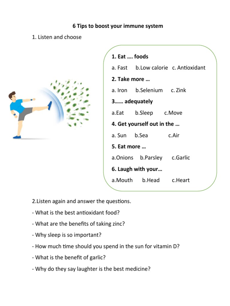 The Immune System Reading and Listening Comprehens Fun Activities Games ...