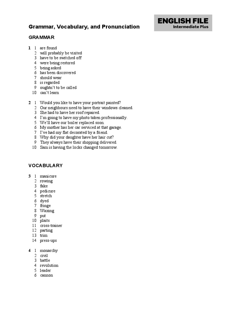 EIC 6 - Practice Exercises Unit 8 - Answer Key | PDF