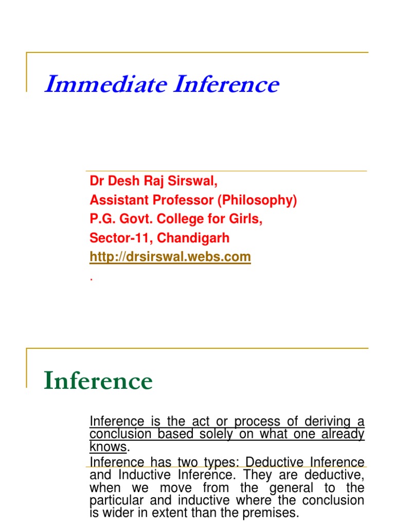 Immediate Inference | PDF | Inference | Deductive Reasoning