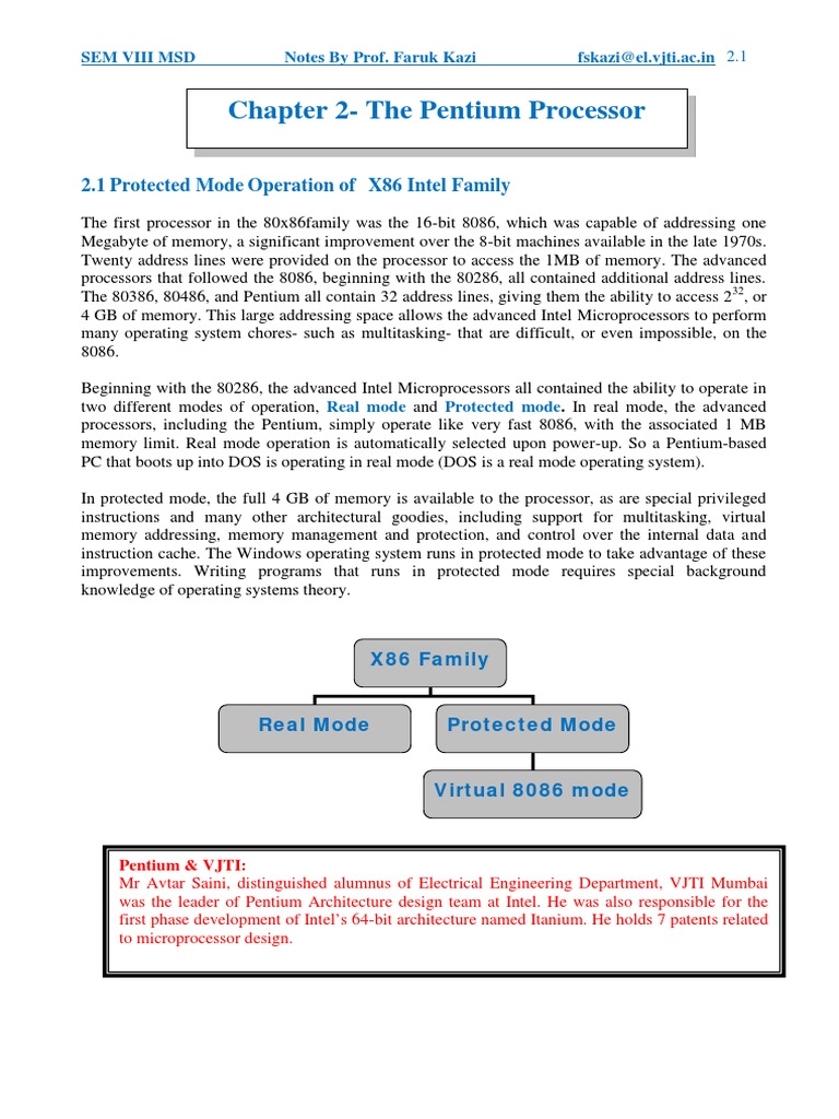 Chapter 2-The Pentium Processor: 2.1 Protected Mode Operation of X86 Intel Family | PDF | Cpu ...