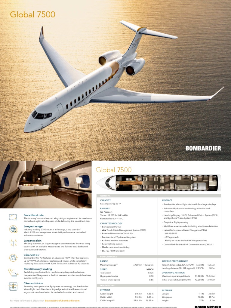 Global 7500 Factsheet Jan2021 ENG | PDF | Aviation | Aircraft