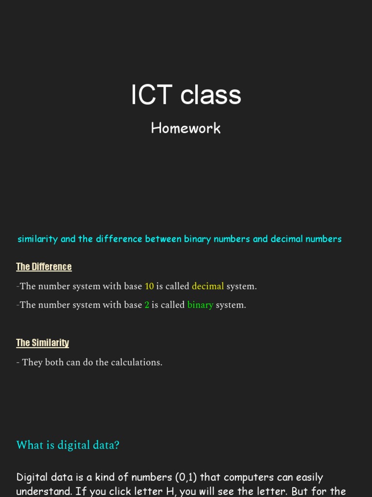 ICT Unit 1 Class Homework | PDF | Bit | Character Encoding