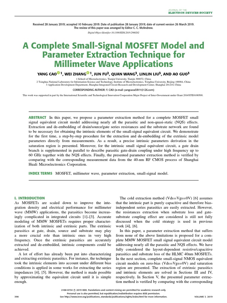 A Complete Small-Signal MOSFET Model and Parameter Extraction Technique ...