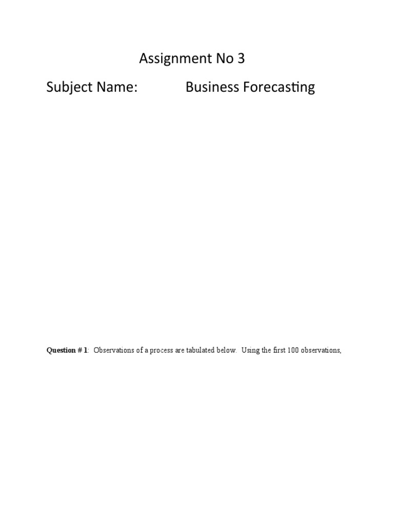 Assignment No 3 Subject Name: Business Forecasting | PDF | Errors And Residuals | Autocorrelation