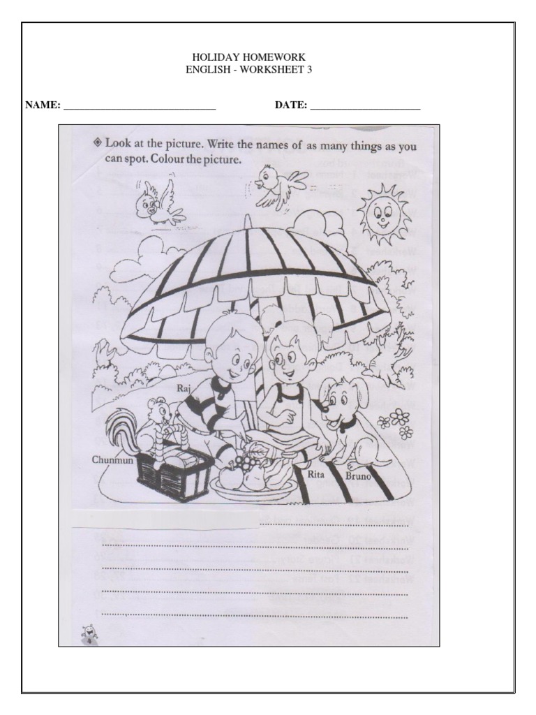 CBSE Class 1 English Worksheets | PDF