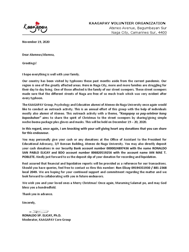 Letter To The Alumni Template | PDF