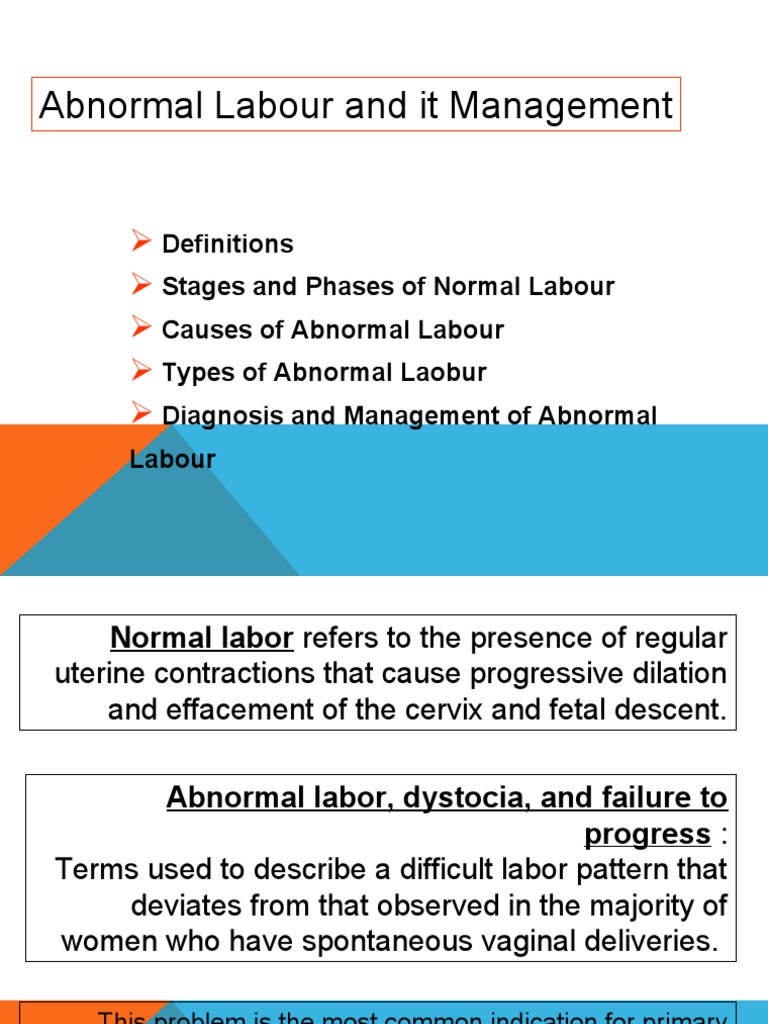 Abnormal Labour and It Management | PDF | Childbirth | Caesarean Section