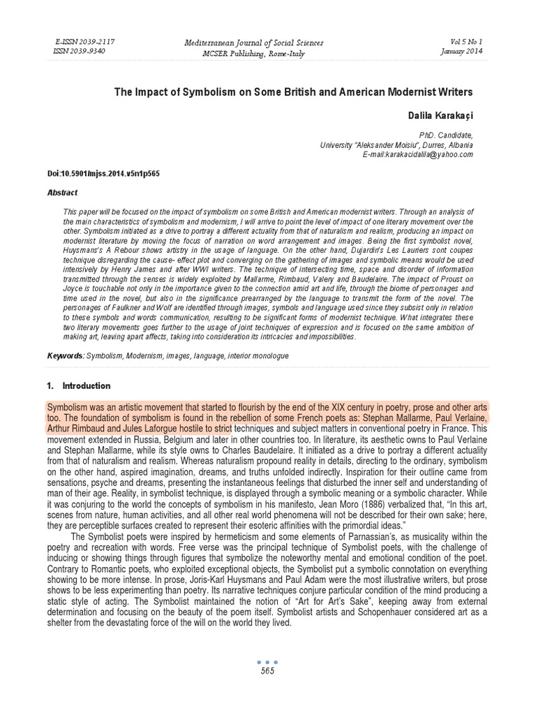 Impact of Symbolism On Eng Writers | PDF | Symbolism (Arts) | Literary ...