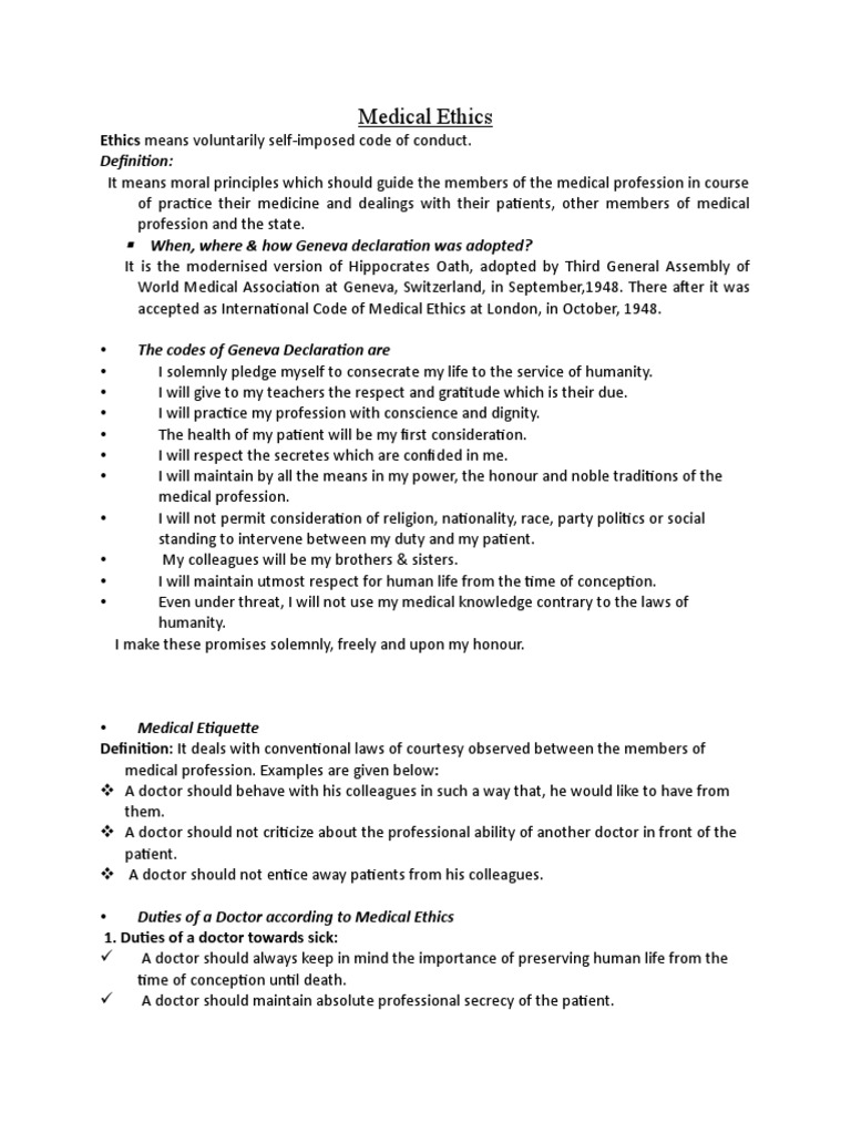 Medical Ethics Code | PDF | Physician | Medical Ethics