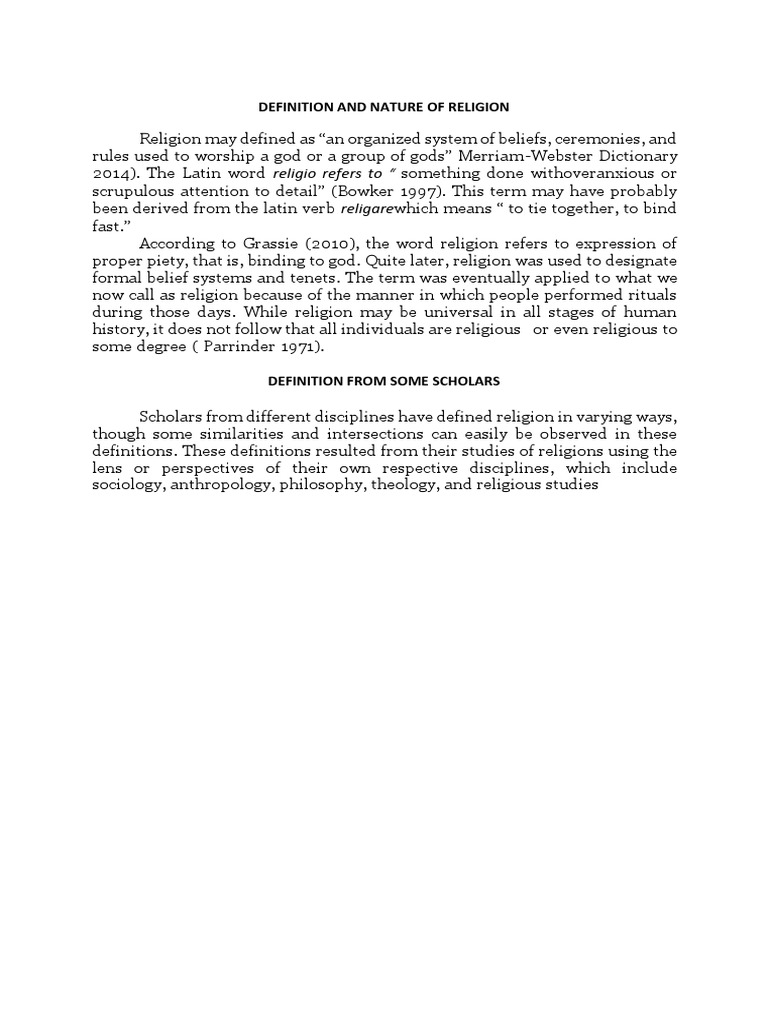 Definition and Nature of Religion | PDF | Sacred | God