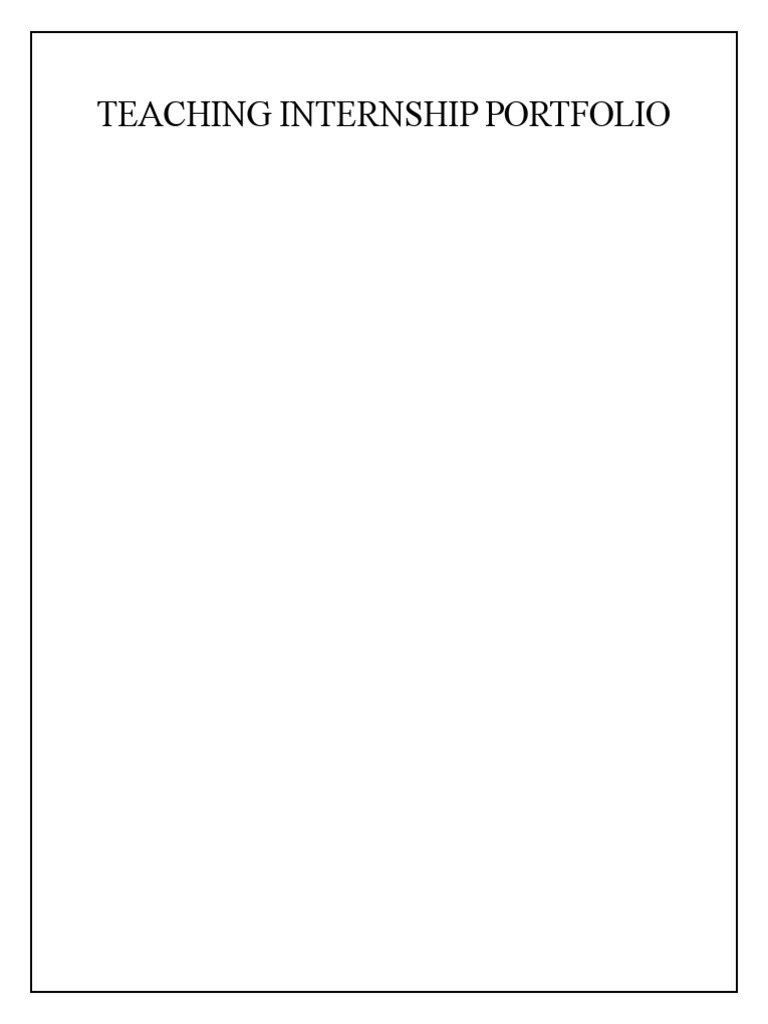 Teaching Internship Portfolio | PDF