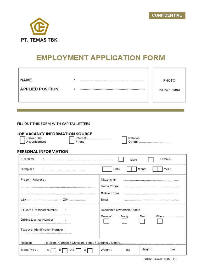 Employment Application Form | PDF