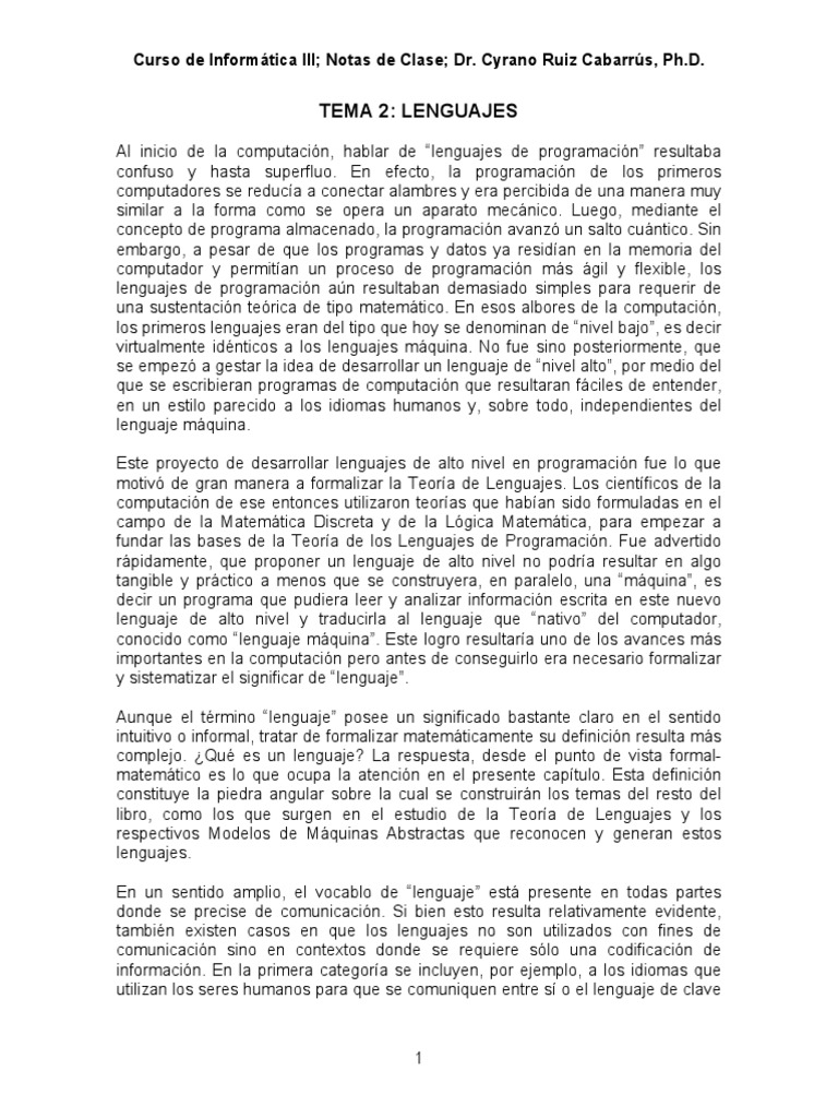 Lengua Jes | PDF | Lenguaje de programación | Compilador