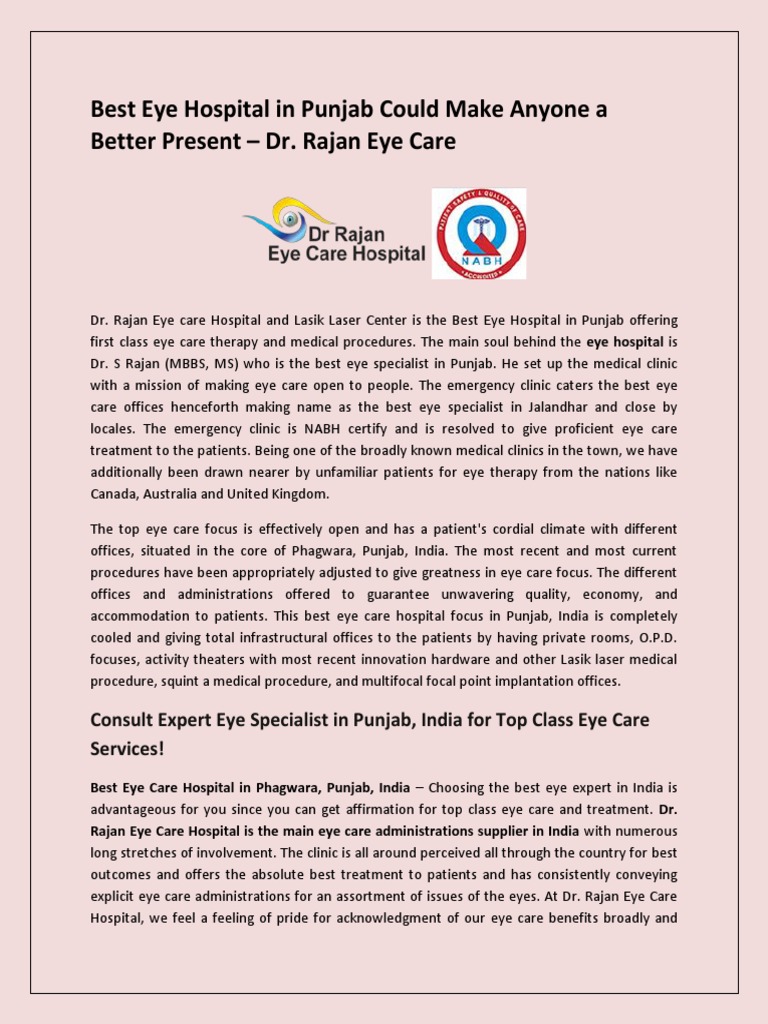 Best Eye Hospital in Punjab Could Make Anyone A Better Present - Dr ...