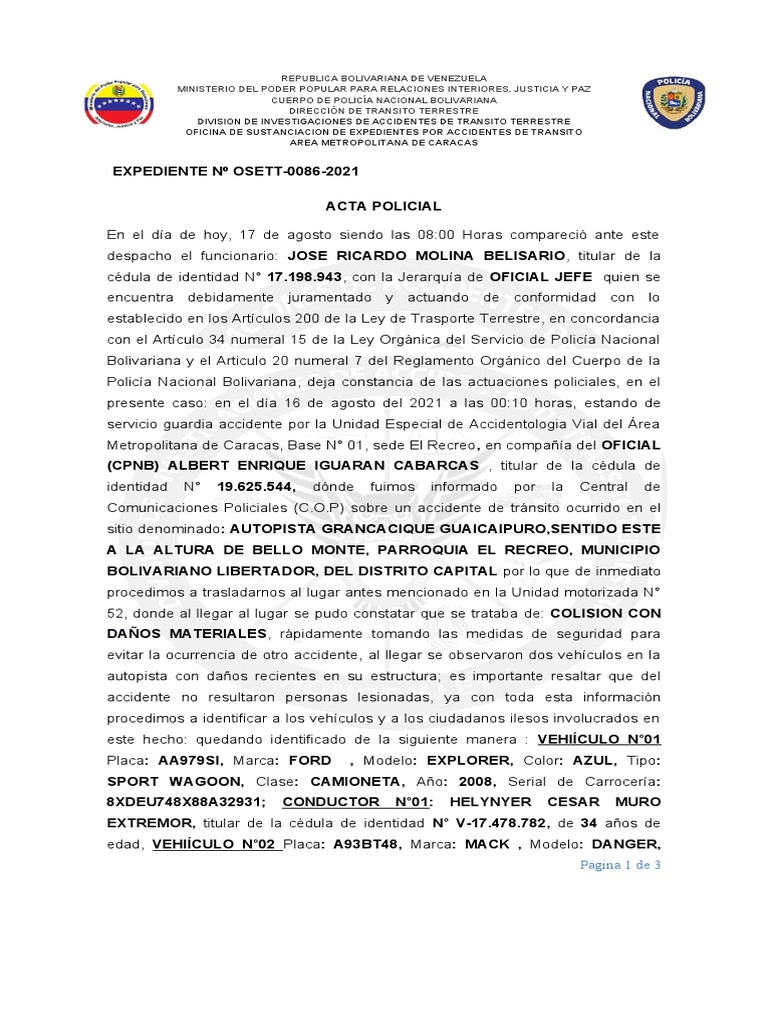 3.acta Policial | PDF | Policía