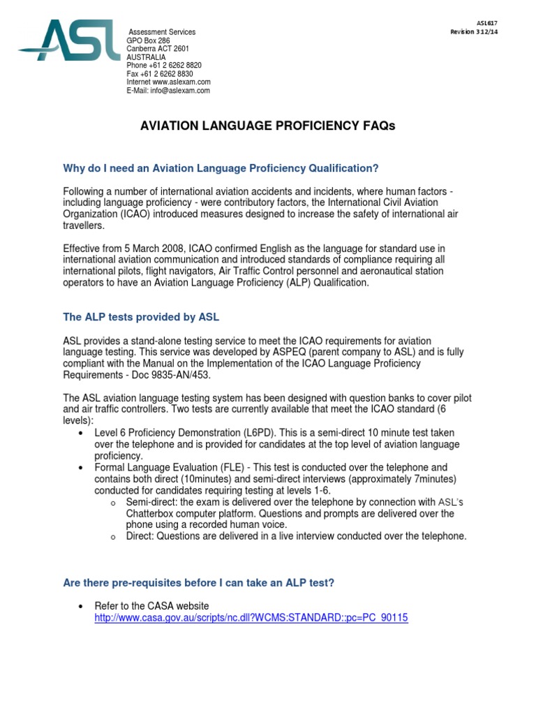 Aviation Language Proficiency Testing Guide | PDF | Test (Assessment ...