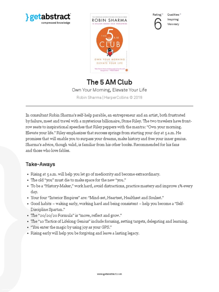 The 5 Am Club Sharma en 36369 | PDF | Self Control | Self-Management